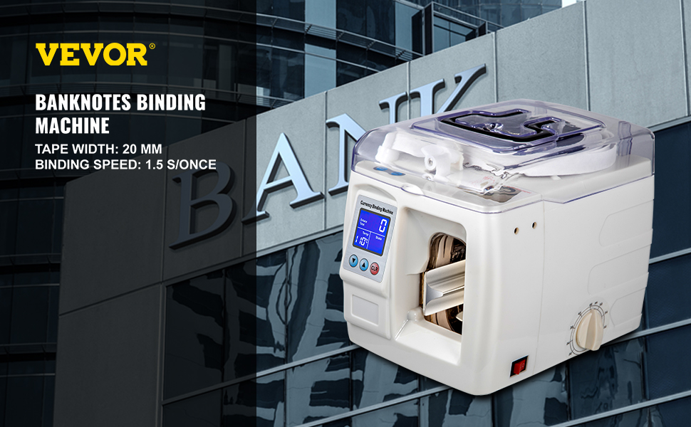 VEVOR Banknote Binding Machine, 1.5 s/Once, Automatic Money Binder w ...
