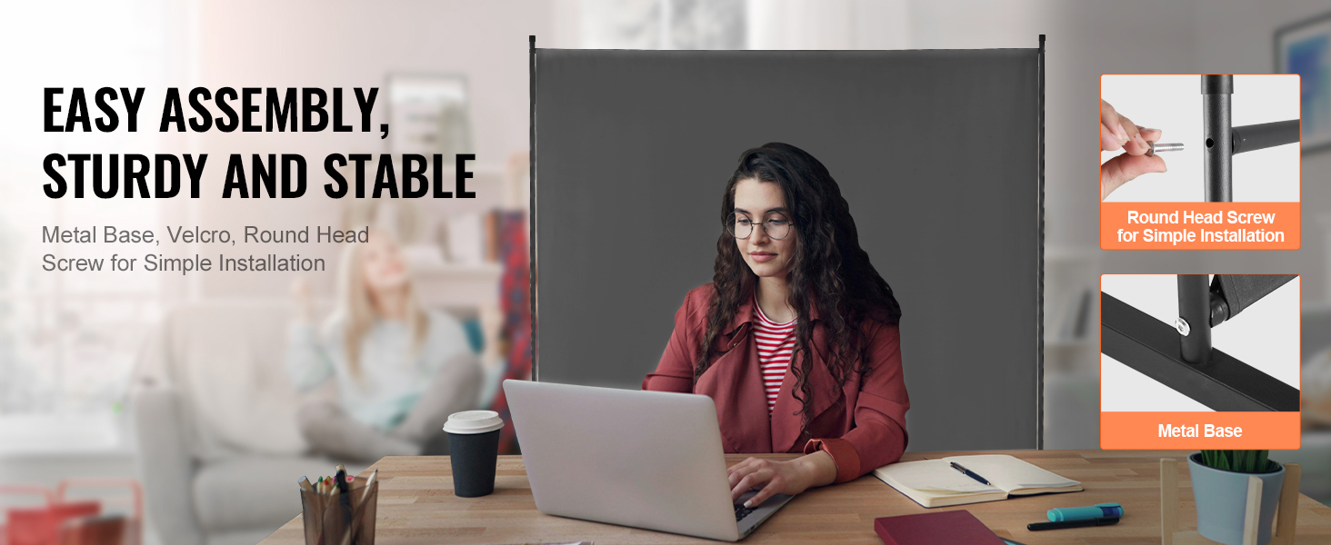 VEVOR 6FT Room Divider Single Panel Fabric Room Screen for Office ...