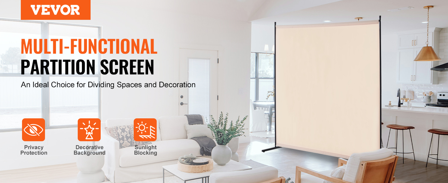 VEVOR 6FT Room Divider Single Panel Fabric Room Screen for Office ...
