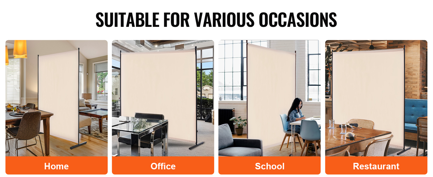 VEVOR 6FT Room Divider Single Panel Fabric Room Screen for Office ...