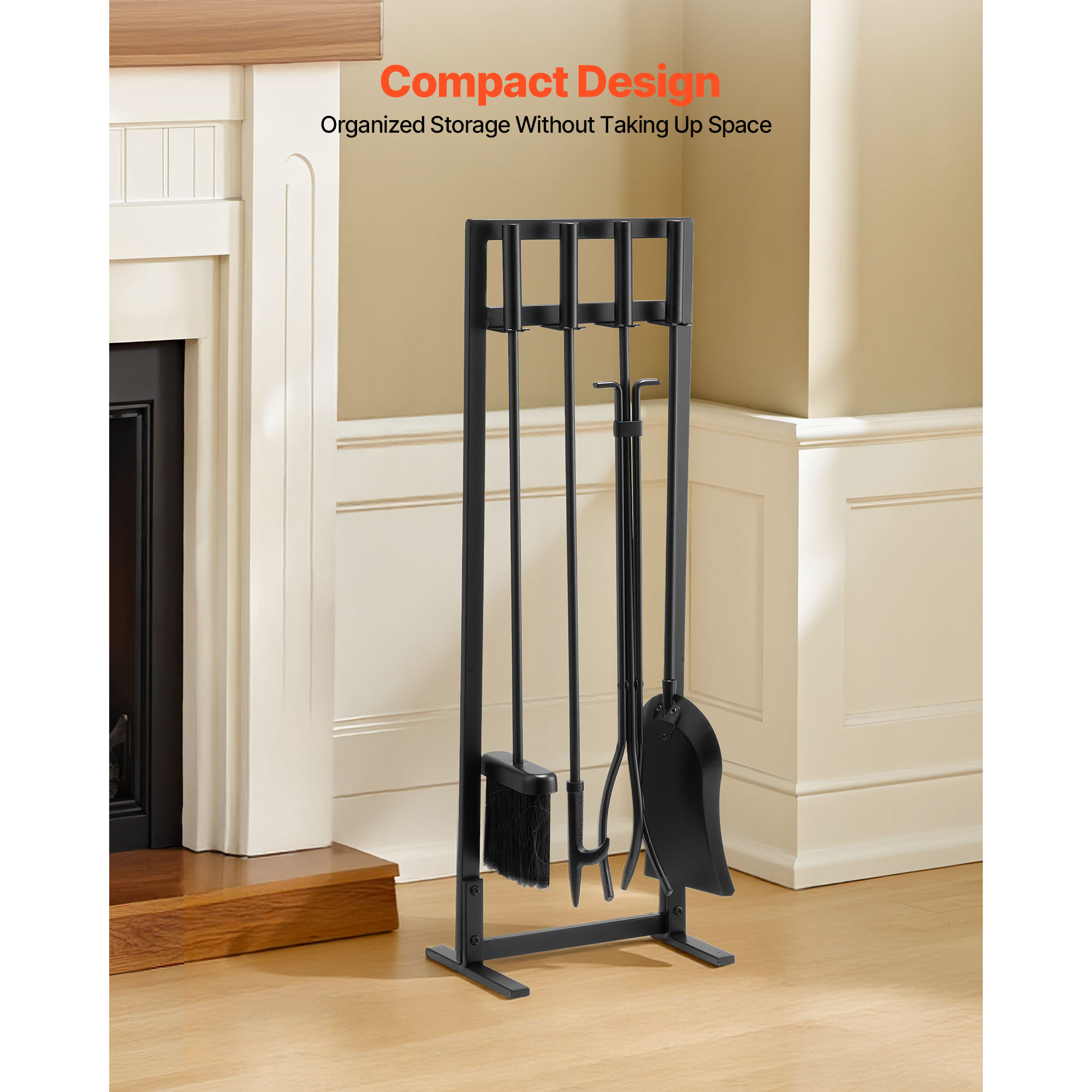 Mophorn 5-Piece Fireplace Tool Set with Square Stand, Includes Tongs ...