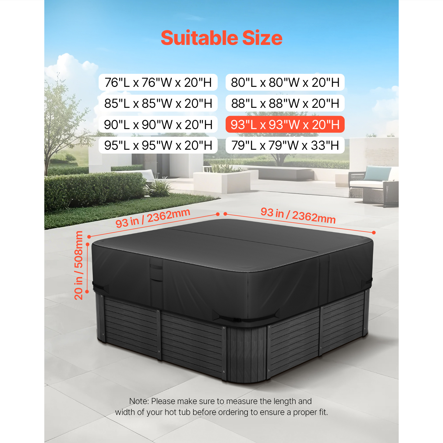Mophorn Outdoor Hot Tub Cover, 2362x2362x508mm Weather-Resistant ...