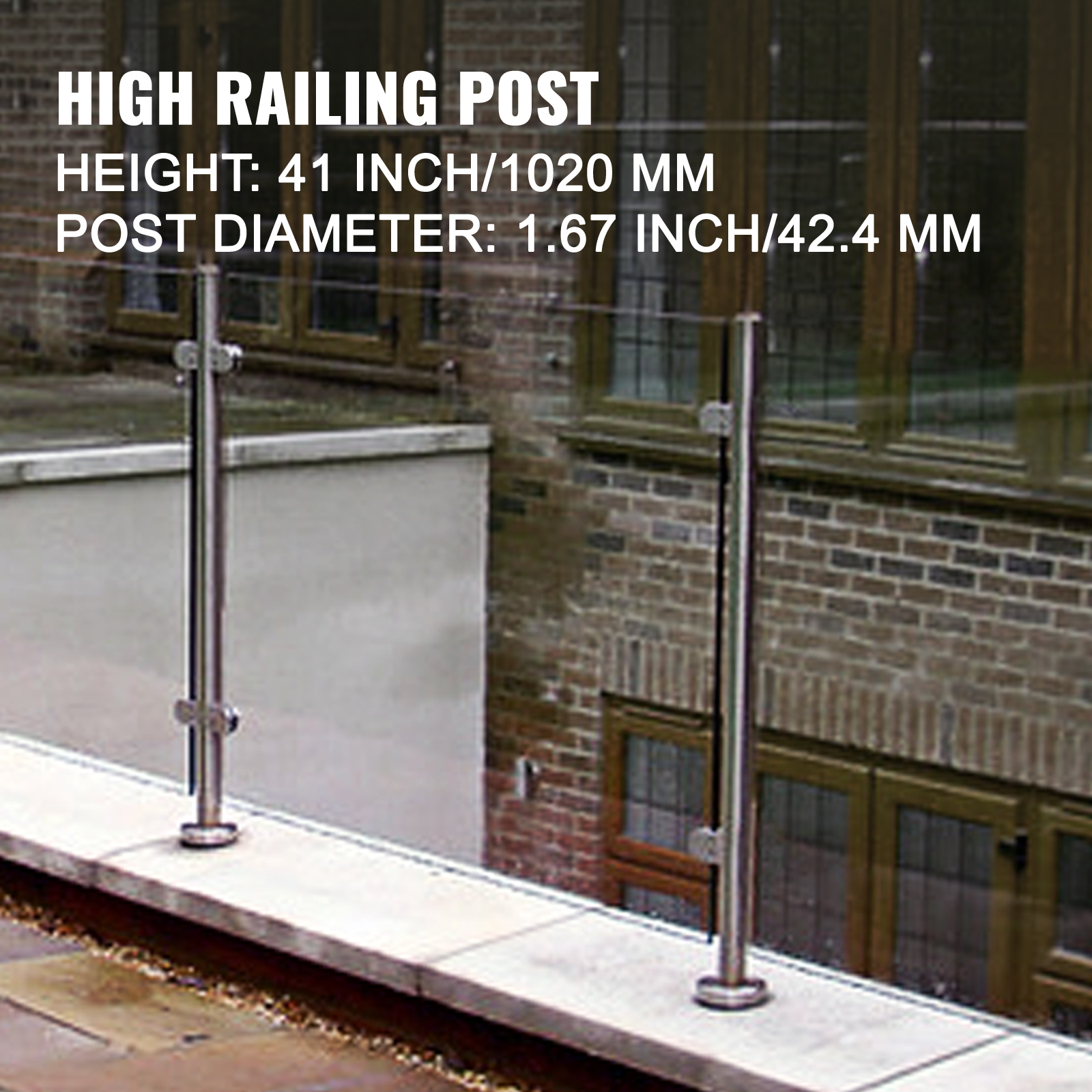 Vevor Balustrade Railing Posts, Glass Railing 41inch, Stainless Steel ...