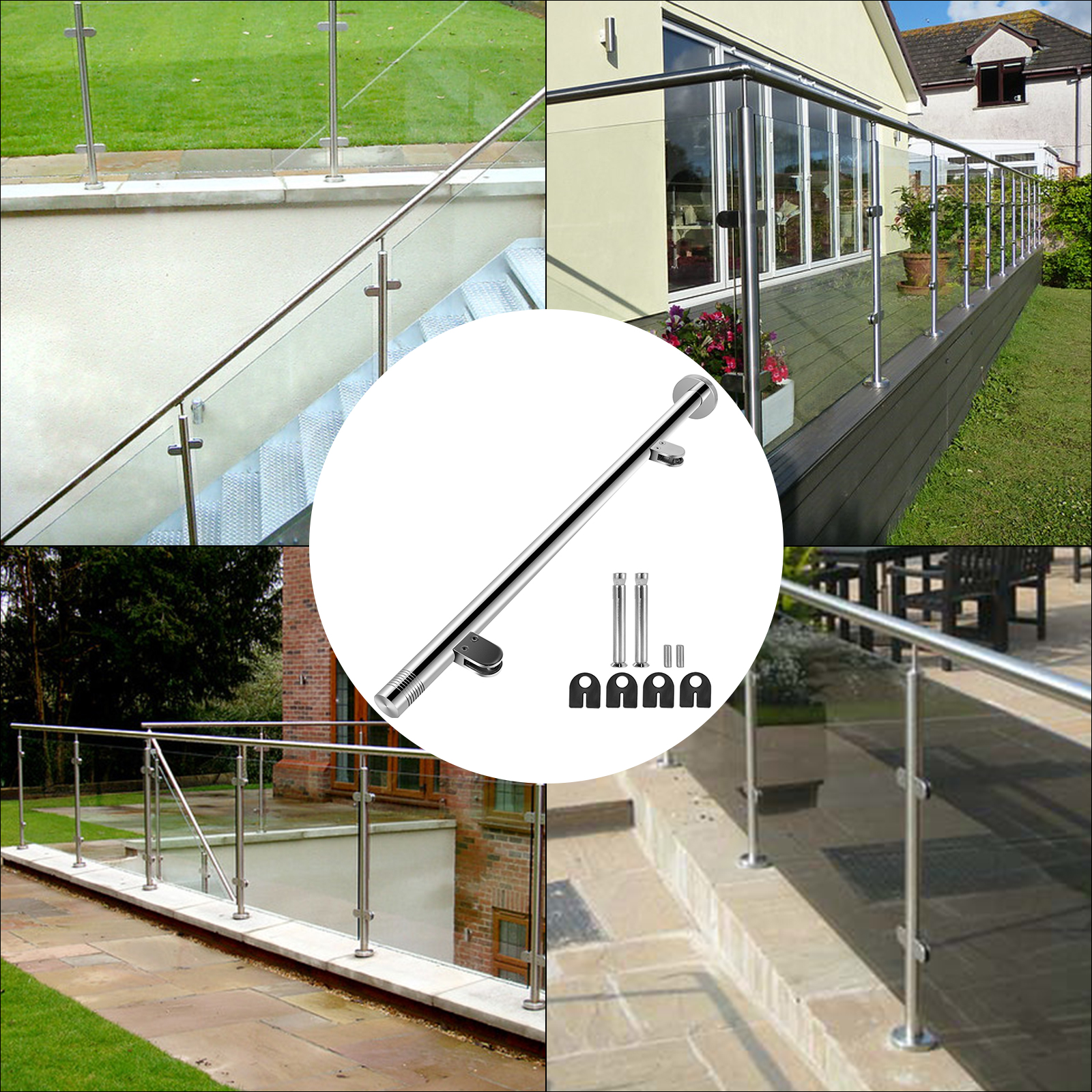 Vevor Balustrade Railing Posts, Glass Railing 41inch, Stainless Steel ...