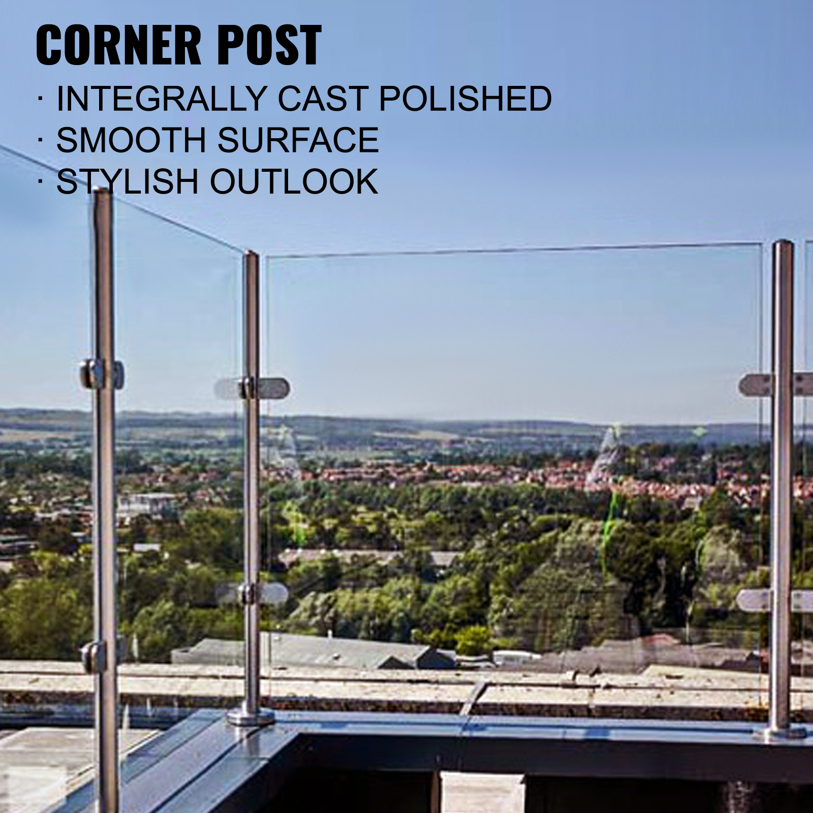 Vevor Balustrade Railing Posts, Glass Railing 41" Stainless Steel Post ...