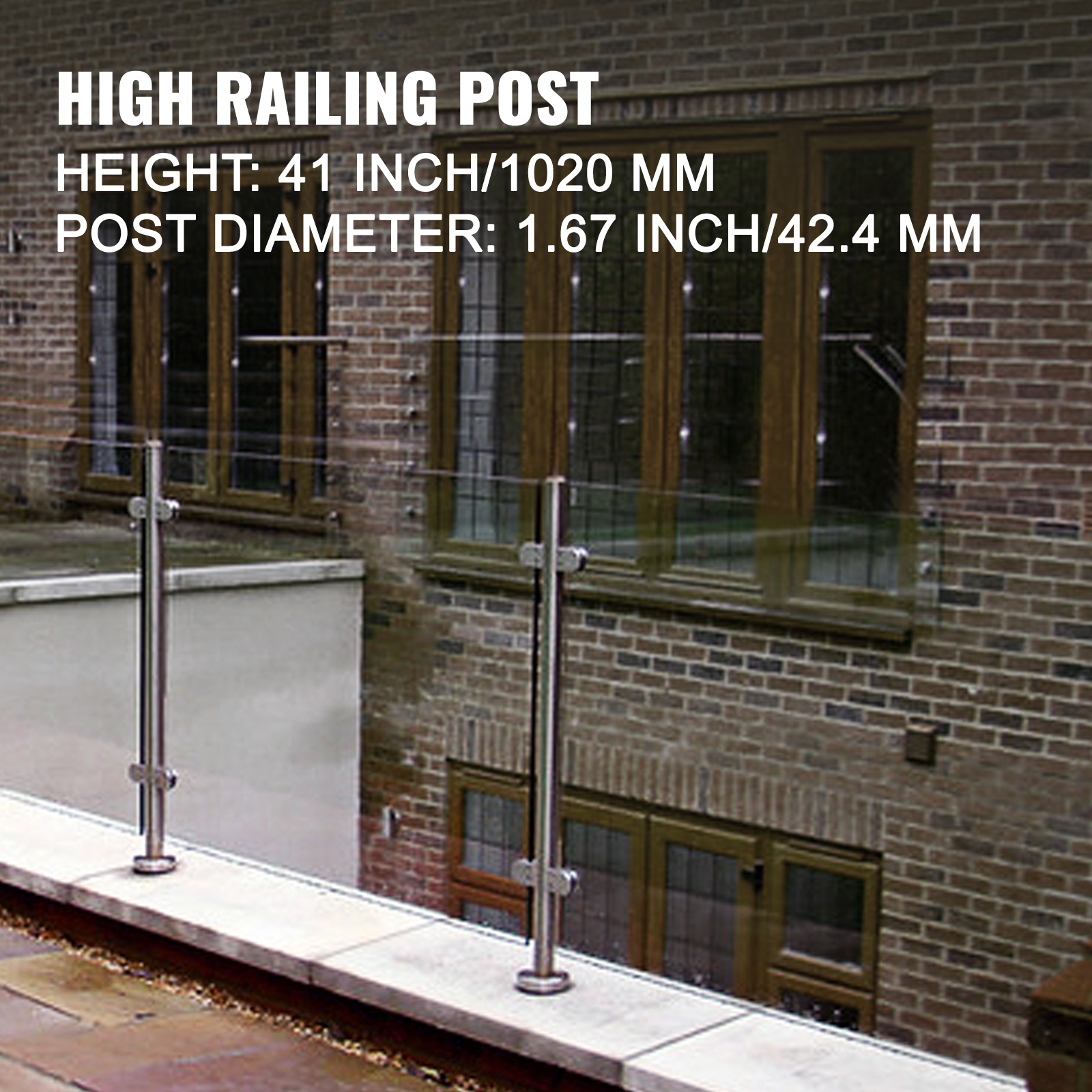 Vevor Balustrade Railing Posts, Glass Railing 41inch Stainless Steel ...