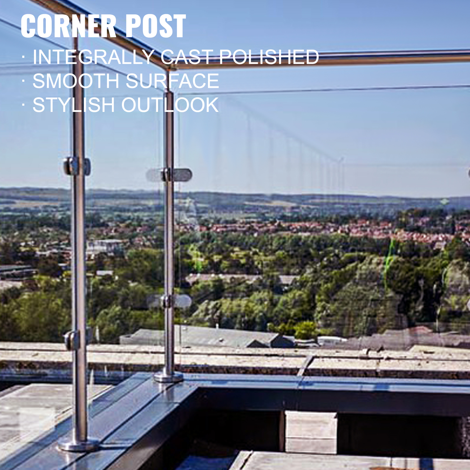 Vevor Balustrade Railing Posts Glass Railing 43.3inch Stainless Steel W ...