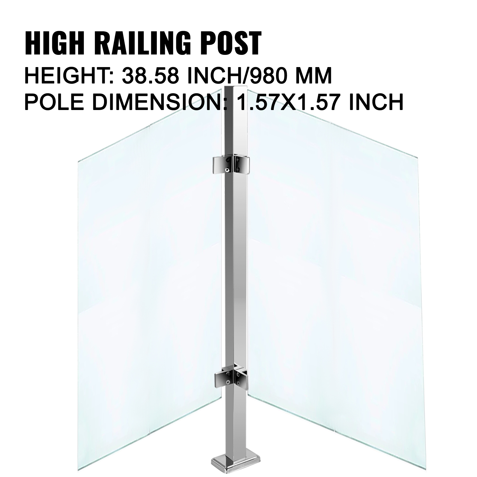 Vevor Balustrade Railing Posts, Glass Railing 41inch Stainless Steel ...