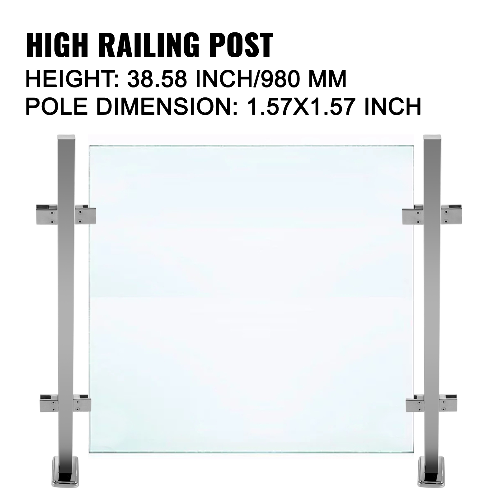 Vevor Balustrade Railing Posts Glass Railing 38.58in Stainless Steel ...