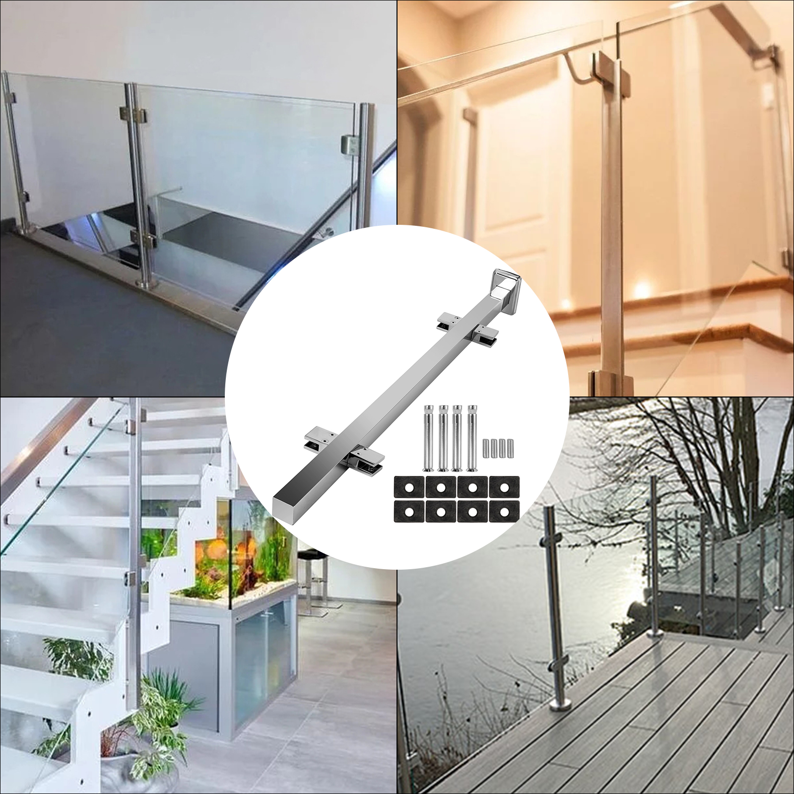 Vevor Balustrade Railing Posts Glass Railing 38.58in Stainless Steel ...