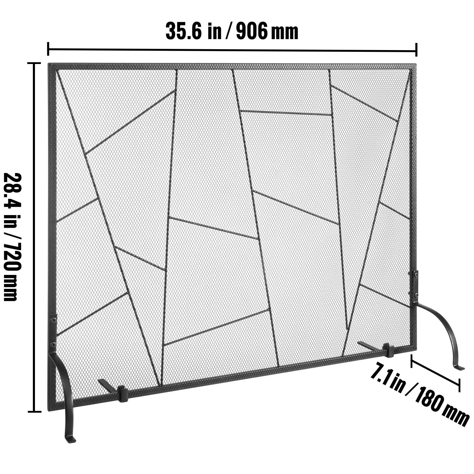 VEVOR Fireplace Screen Single Panel, Sturdy Iron Mesh Fireplace Screen ...