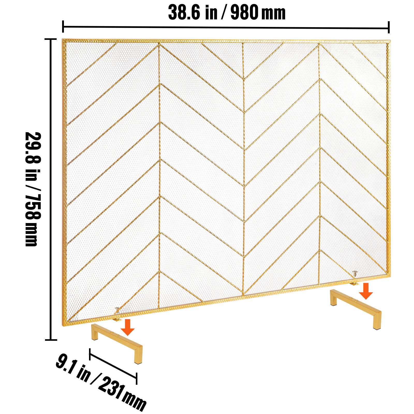 VEVOR Fireplace Screen Single Panel, Sturdy Iron Mesh Fireplace Screen ...