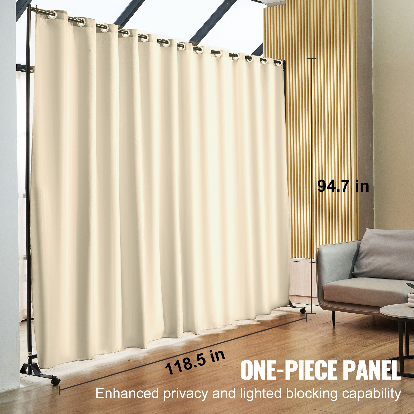 VEVOR Portable Panel Room Divider with Wheels Privacy Screen Curtain ...