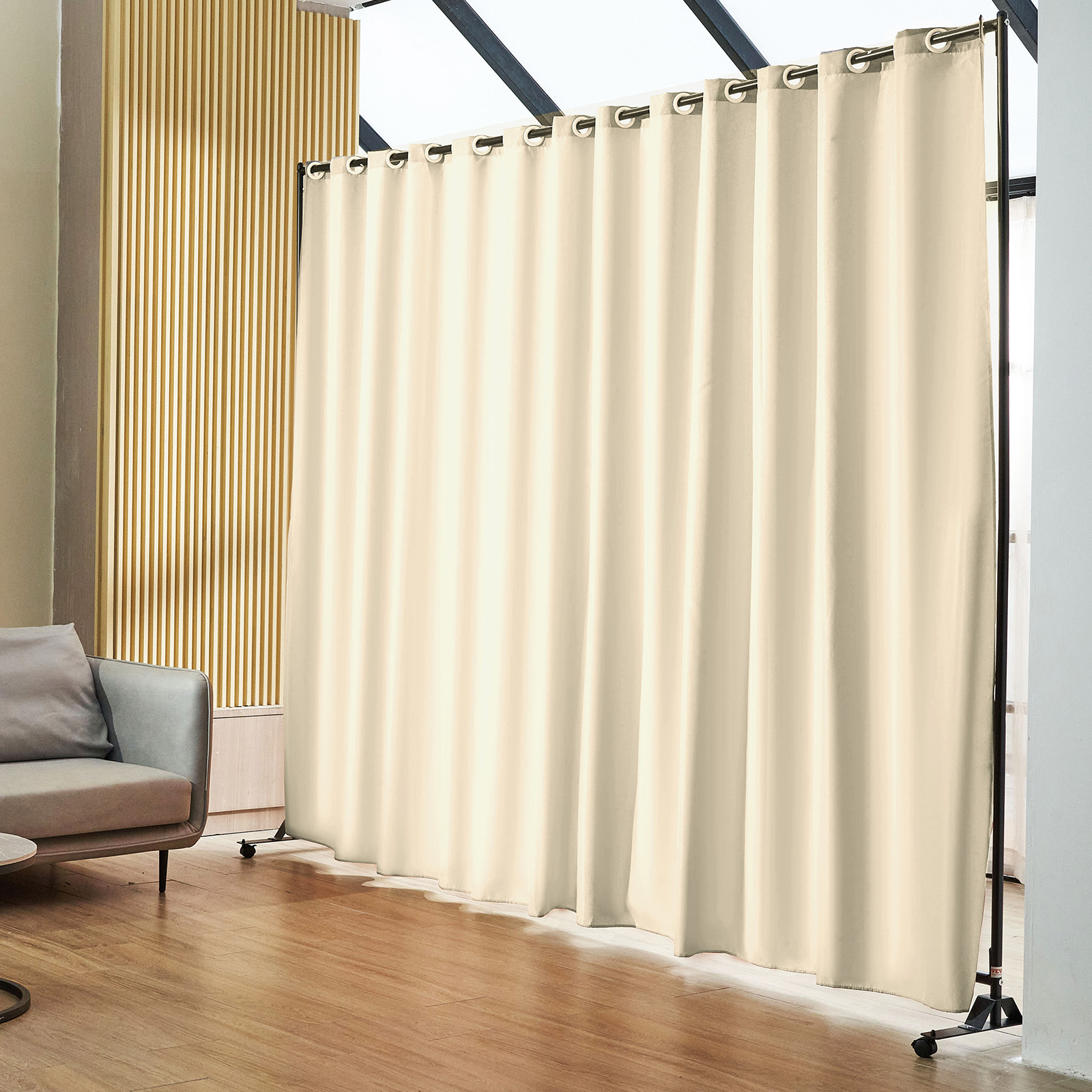 VEVOR Portable Panel Room Divider with Wheels Privacy Screen Curtain ...
