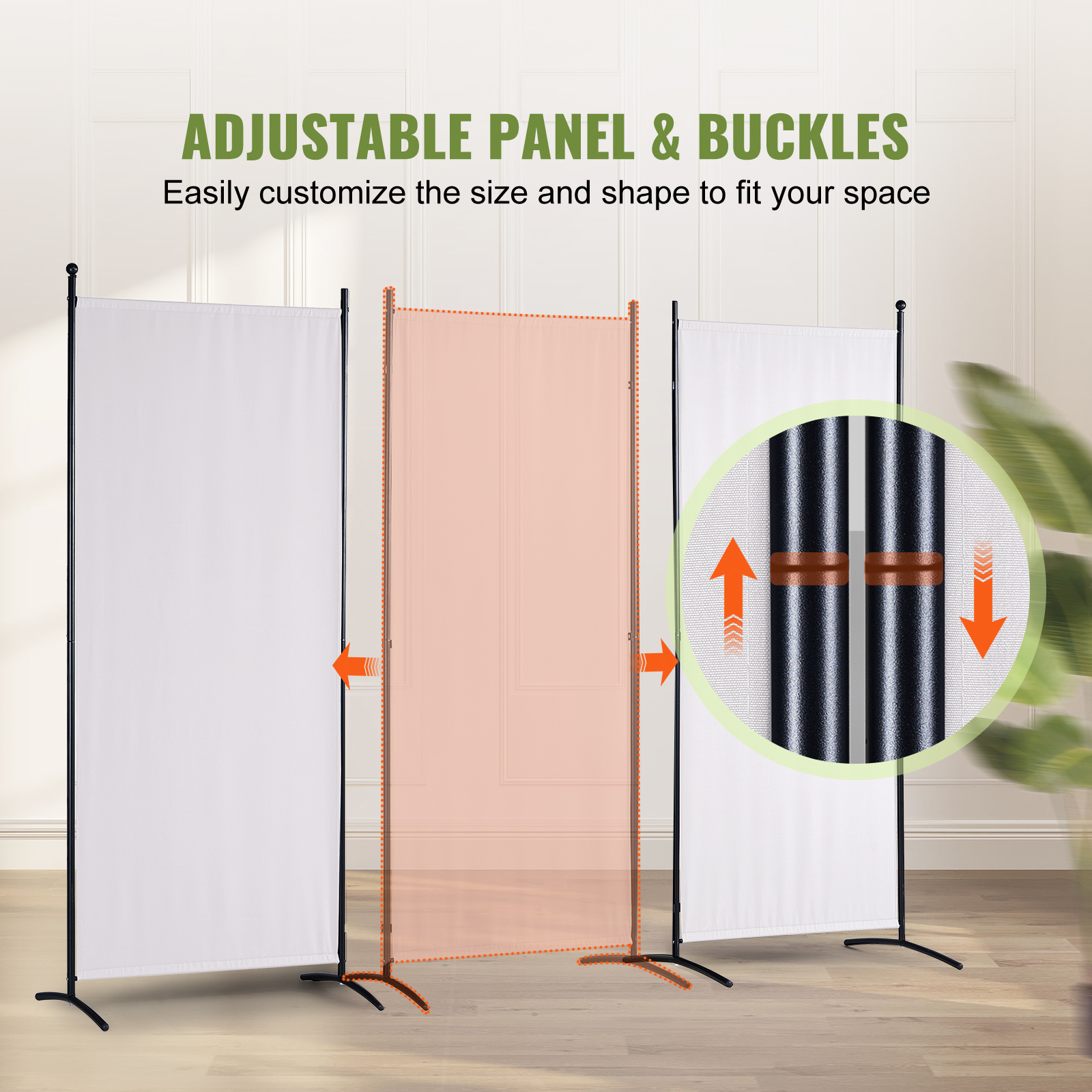 VEVOR Portable Panel Room Divider with Wheels Privacy Screen Curtain ...