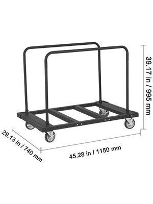 VEVOR Drywall Cart, 1800 LBS Panel Dolly Cart with 45.28" x 29.13" Deck ...