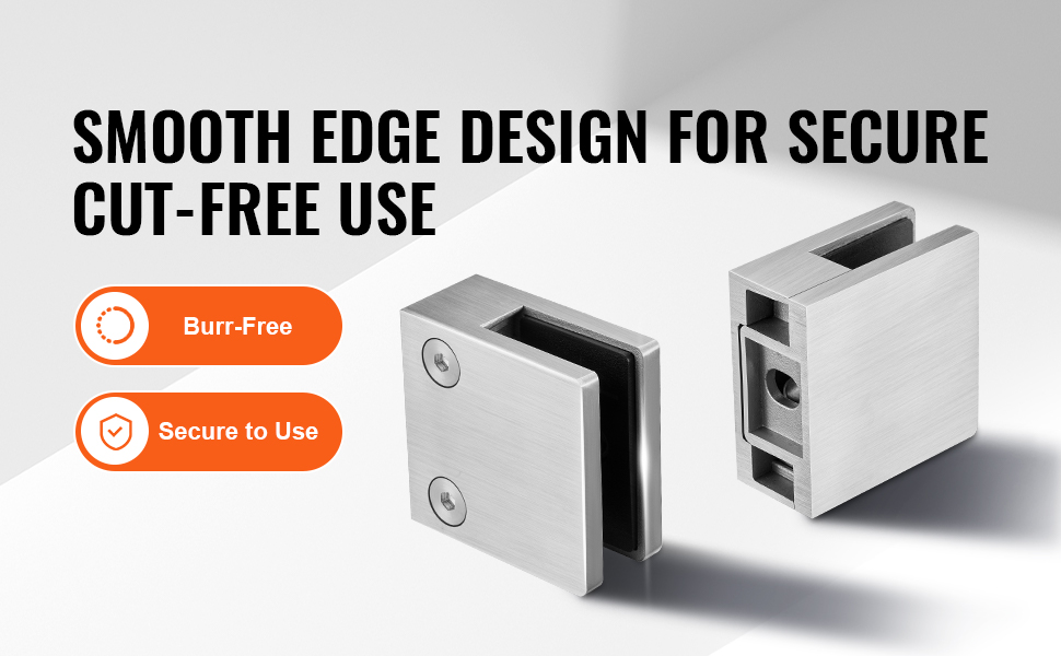 VEVOR Glass Clamp, 4 PCS Square Glass Railing Bracket for 0.31 "-0.47 ...