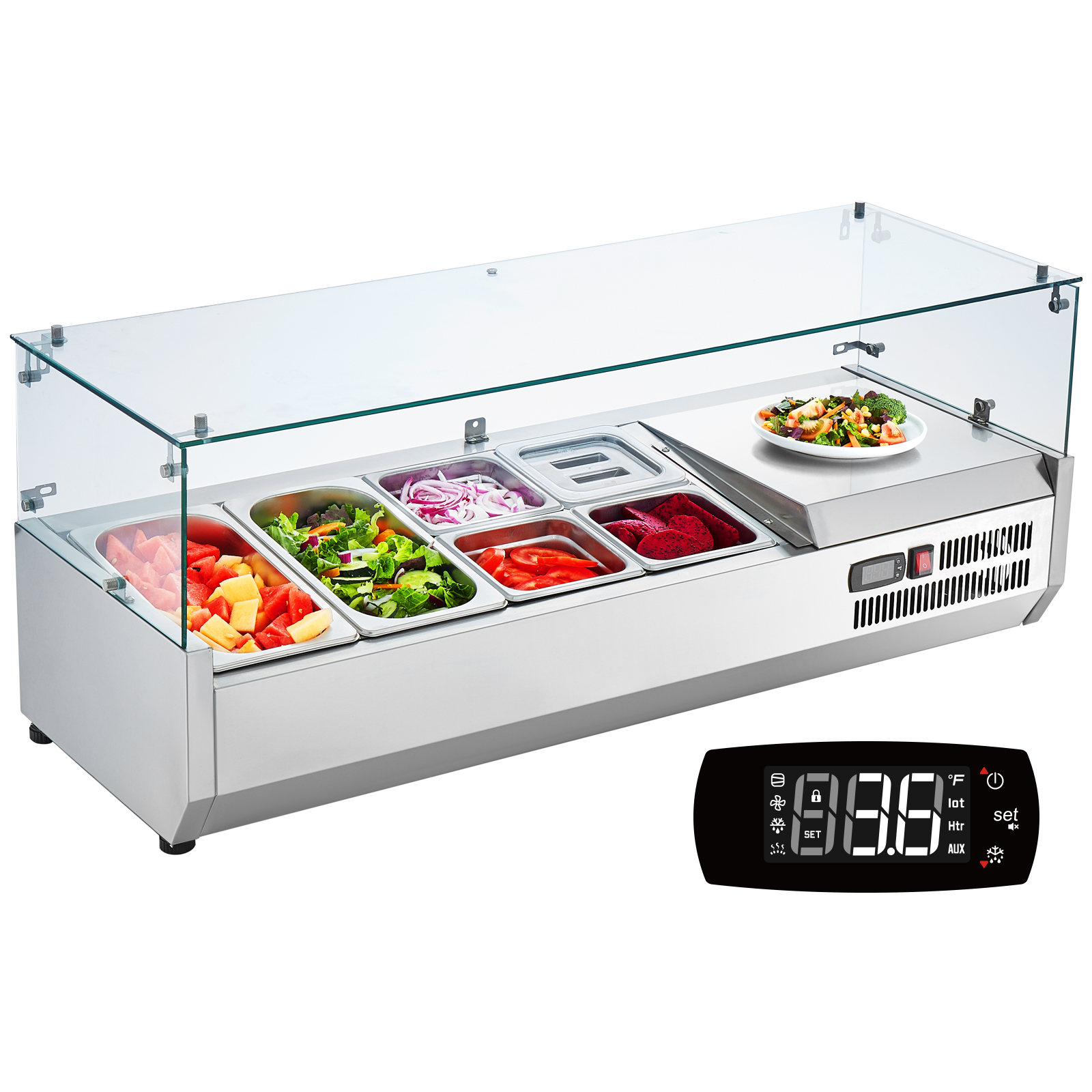 27.5"-71" Countertop Condiment Refrigerated Salad Sandwich Prep Station ...