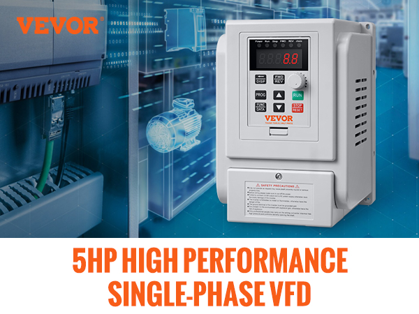 VEVOR VFD 5HP, 4KW, 18A, 1 Phase 220V-240V Input to 3 Phase 220V-240V ...