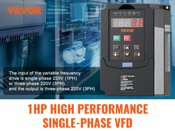 VEVOR VFD 1HP, 0,75 KW, 3,5 A, entrée 1 ou 3 phases 220 V vers sortie 3 phases 220 V, variateur ...