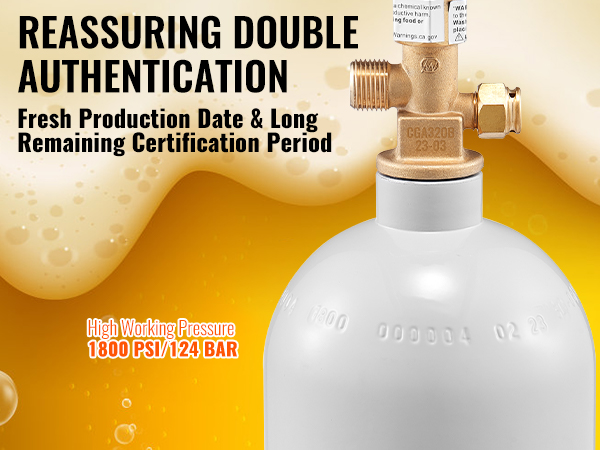 VEVOR 5 Lbs CO2 Tank Aluminum Gas Cylinder, Brand New CO2 Cylinder with ...