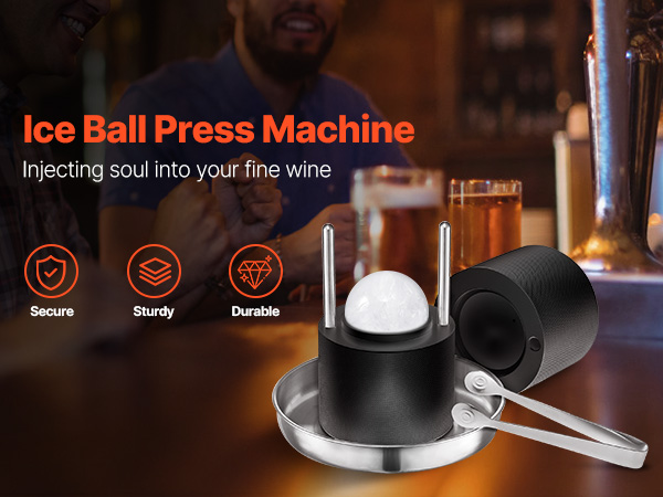 VEVOR Ice Ball Press Kit Ice Ball Maker 2,4"/60mm Clear Sphere Whiskys Scot | VEVOR FIN
