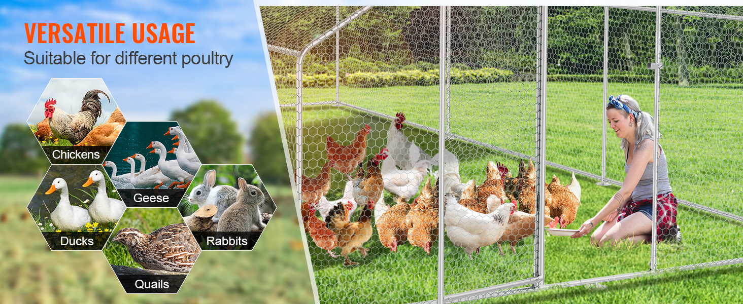 VEVOR Large Metal Chicken Coop, 9.8x19.3x6.5 ft Walk-in Chicken Runs ...