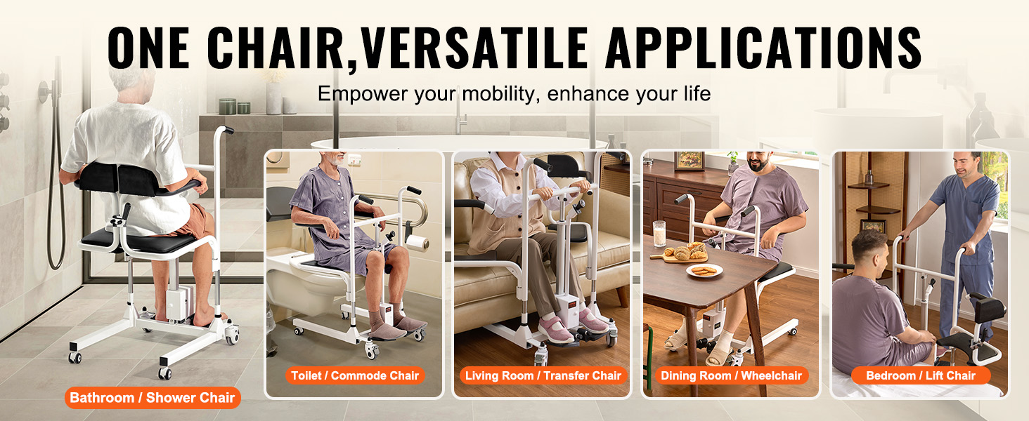 VEVOR Electric Patient Lift Chair Patient Transfer Wheelchair & 180 ...