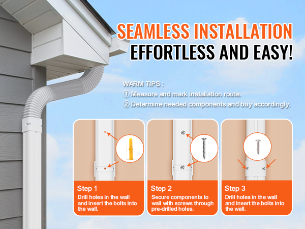 VEVOR Mini Split Line Set Cover 3-inch W 10Ft L, PVC Decorative Pipe ...