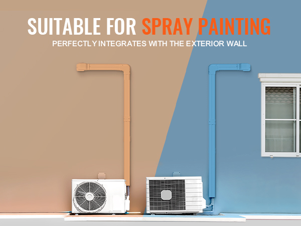 VEVOR Mini Split Line Set Cover 3-inch W 10Ft L, PVC Decorative Pipe ...