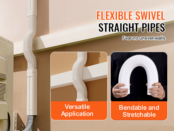 VEVOR Mini Split Line Set Cover 3-inch W 17.7Ft L, PVC Decorative Pipe ...