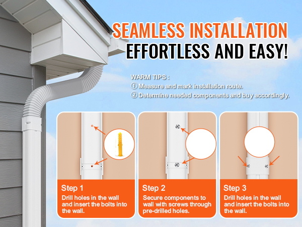 VEVOR Mini Split Line Set Cover 3-inch W 17.7Ft L, PVC Decorative Pipe ...