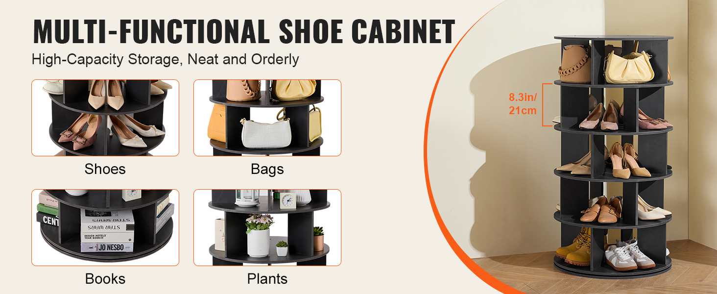 VEVOR 5-Tier Rotating Shoe Rack Tower 360° Spinning Shoe Display ...