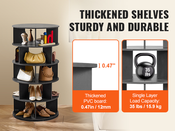 VEVOR 5-Tier Rotating Shoe Rack Tower 360° Spinning Shoe Display ...