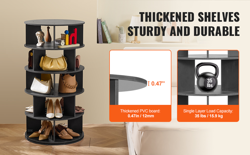 VEVOR 5 Tiers Rotating Shoe Rack Tower, 360°Spinning Shoe Display ...