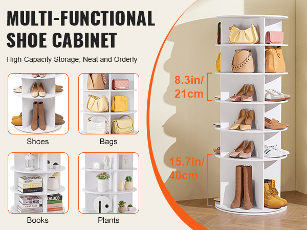 VEVOR 6-Tier Rotating Shoe Rack Tower 360° Spinning Shoe Display ...