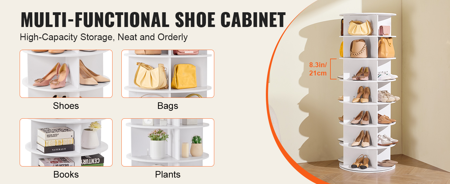 VEVOR 7-Tier Rotating Shoe Rack Tower 360° Spinning Shoe Display ...
