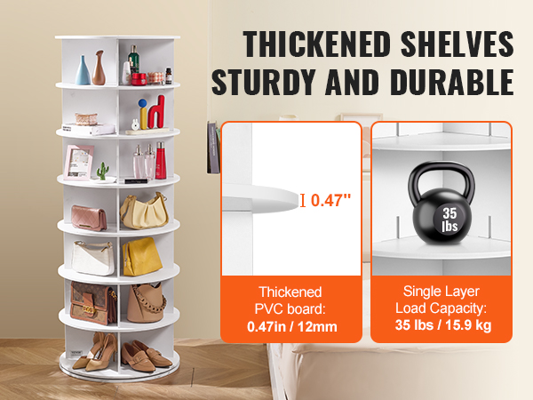 VEVOR 7-Tier Rotating Shoe Rack Tower 360° Spinning Shoe Display ...