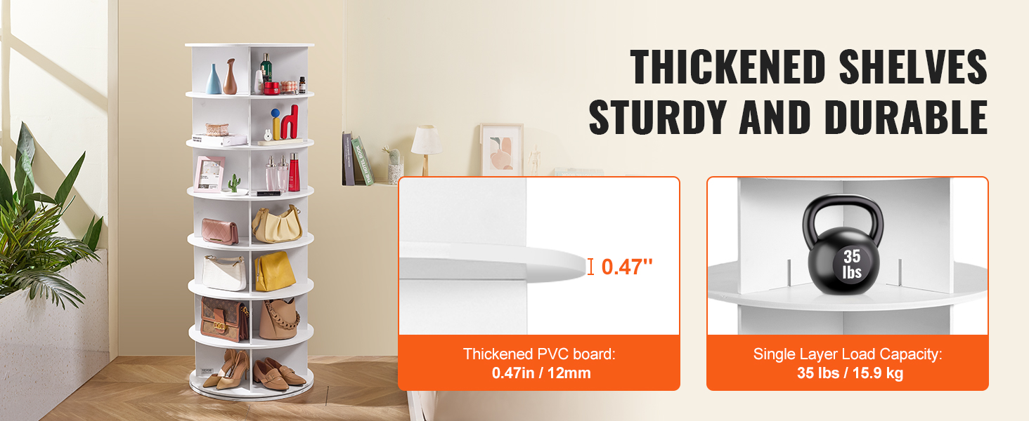 VEVOR 7-Tier Rotating Shoe Rack Tower 360° Spinning Shoe Display ...