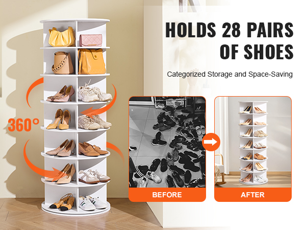 VEVOR 7-Tier Rotating Shoe Rack Tower 360° Spinning Shoe Display ...