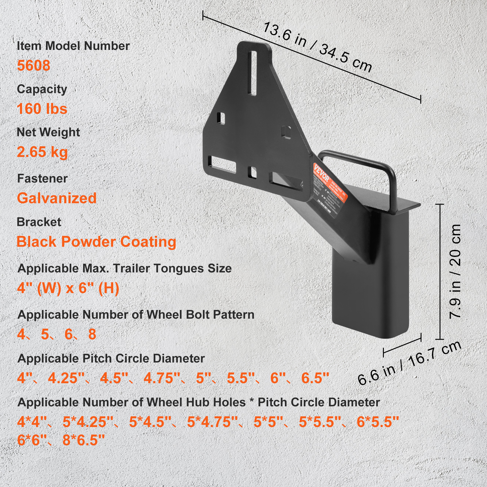VEVOR Trailer Spare Tire Carrier Tire Bracket Mount Carrier for 4,5,6 ...