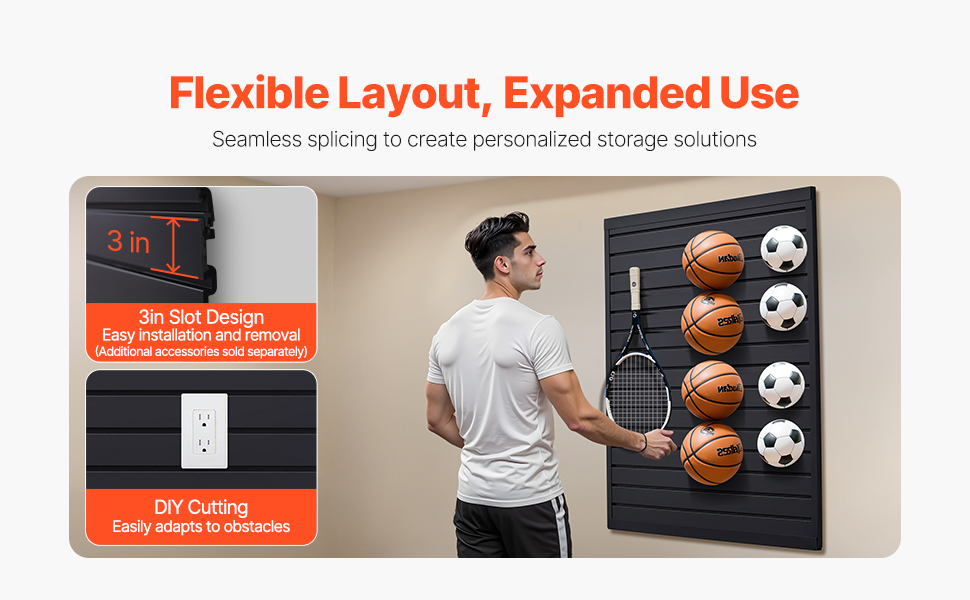 4 x 4 ft Slat Wall Paneling PVC Black Garage Slatwall with Modular ...