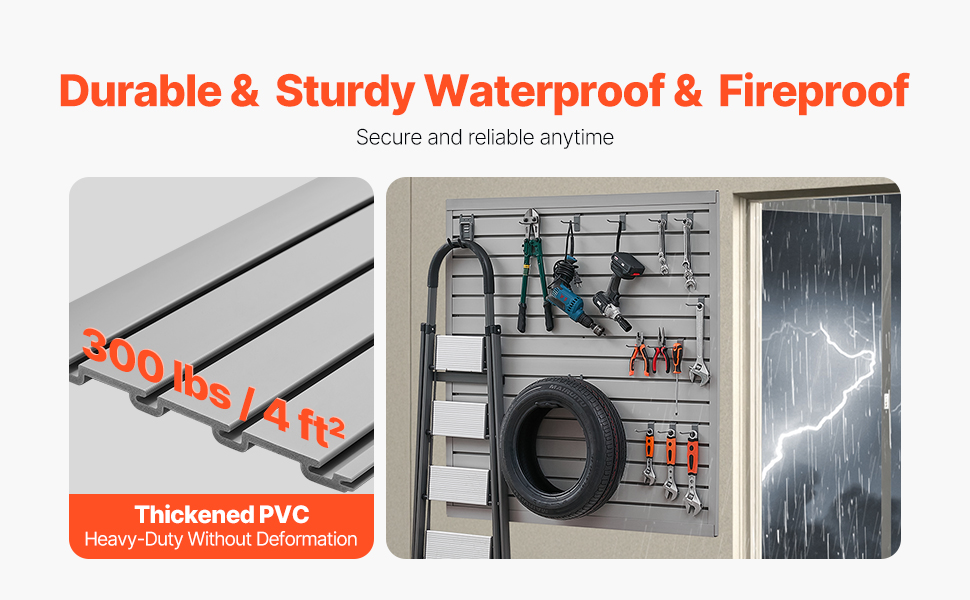 4 x 4 ft Slat Wall Paneling PVC Grey Garage Slatwall with Modular ...