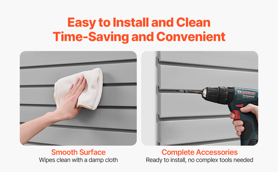 4 x 4 ft Slat Wall Paneling PVC Grey Garage Slatwall with Modular ...