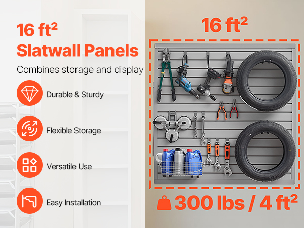 VEVOR 4 x 4 ft lamel vægpaneler PVC grå garage lamelvæg med modulært ...