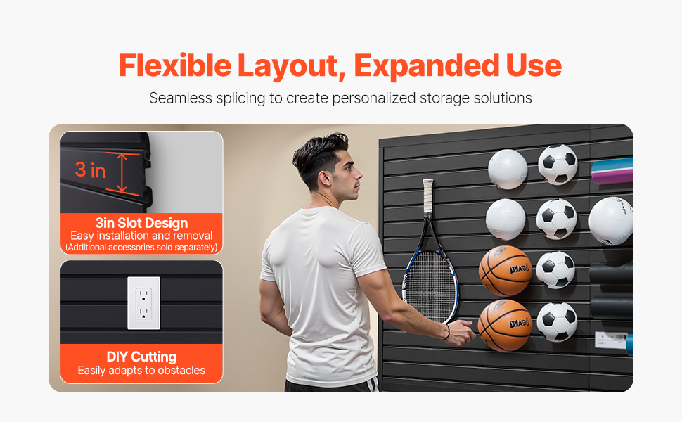 8 x 4 ft Slat Wall Paneling PVC Black Garage Slatwall with Modular ...