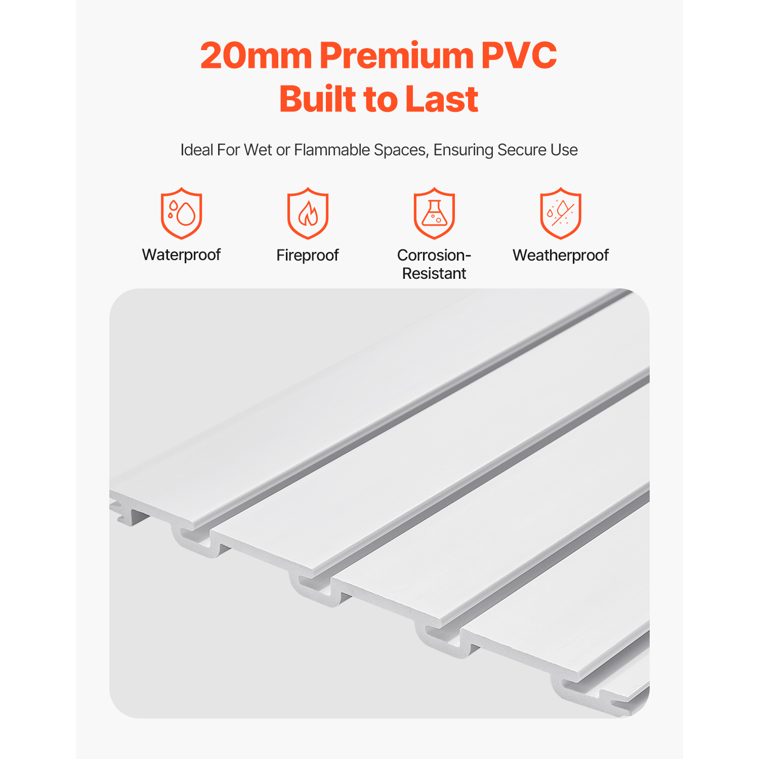 Mophorn 8x4 ft PVC Slat Wall Panel, white with accessories. Easy-to ...