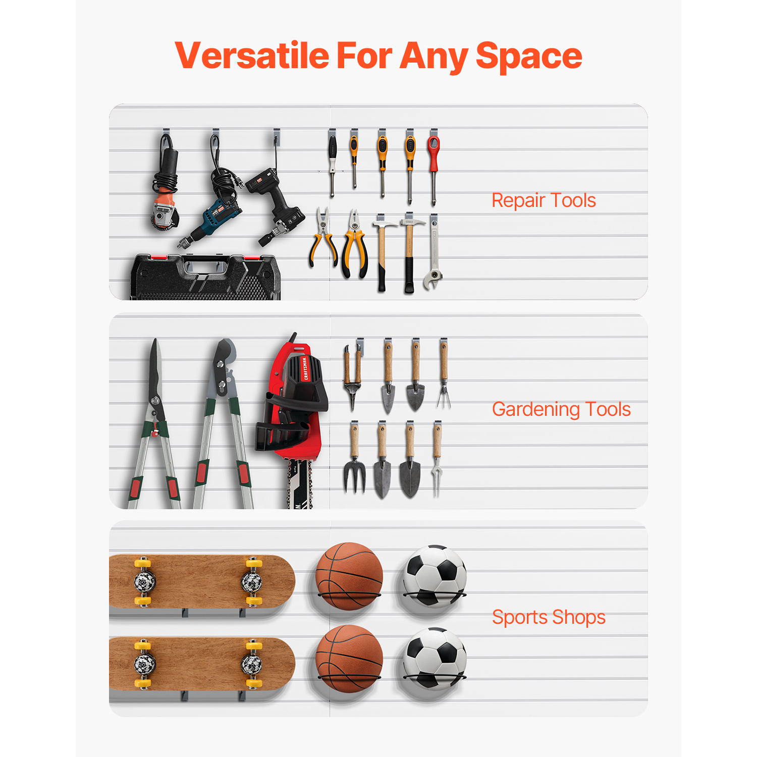 Mophorn 8x4 ft PVC Slat Wall Panel, white with accessories. Easy-to ...