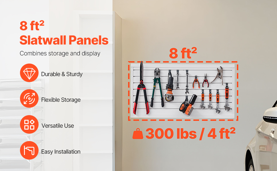 2 x 4 ft Slat Wall Paneling PVC White Garage Slatwall with Modular ...