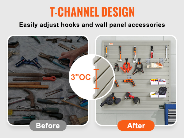 VEVOR Slatwall Panels, 4 ft x 1 ft Gray Garage Wall Panels 12"H x 48"L ...